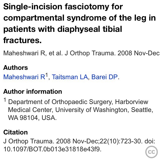 Single Incision Four Compartment Fasciotomy: Anatomical Considerations ...